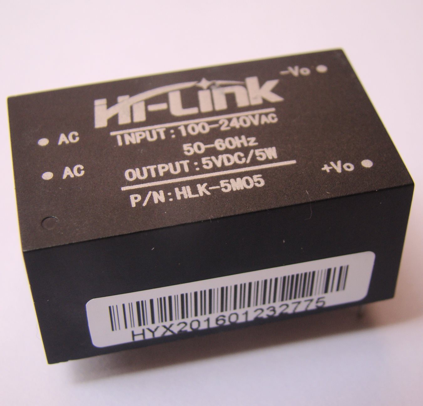 HLK-5M05: AC-DC 220V AC to 5V DC 5W PCB Mounted Plastics Enclosed ...