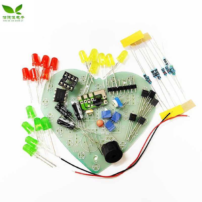 Light Control Music Heart Shaped Lamp Kit 18 LED DIY Soldering Practice ...