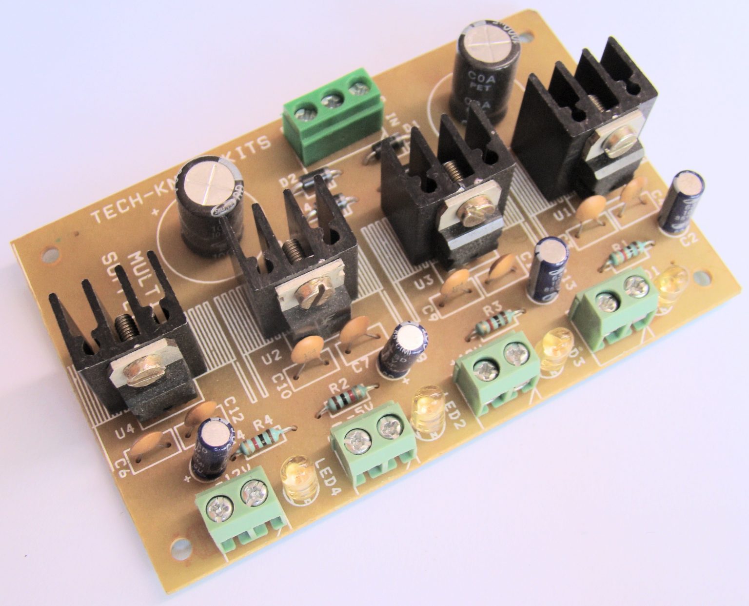 Quad Power Supply Board +5V, -5V & +12V, -12V using 7805/7905 and 7812/ ...