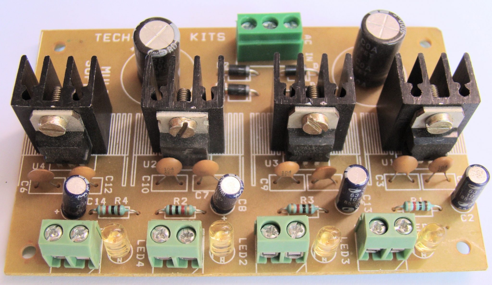 Quad Power Supply Board +5V, -5V & +12V, -12V using 7805/7905 and 7812/ ...