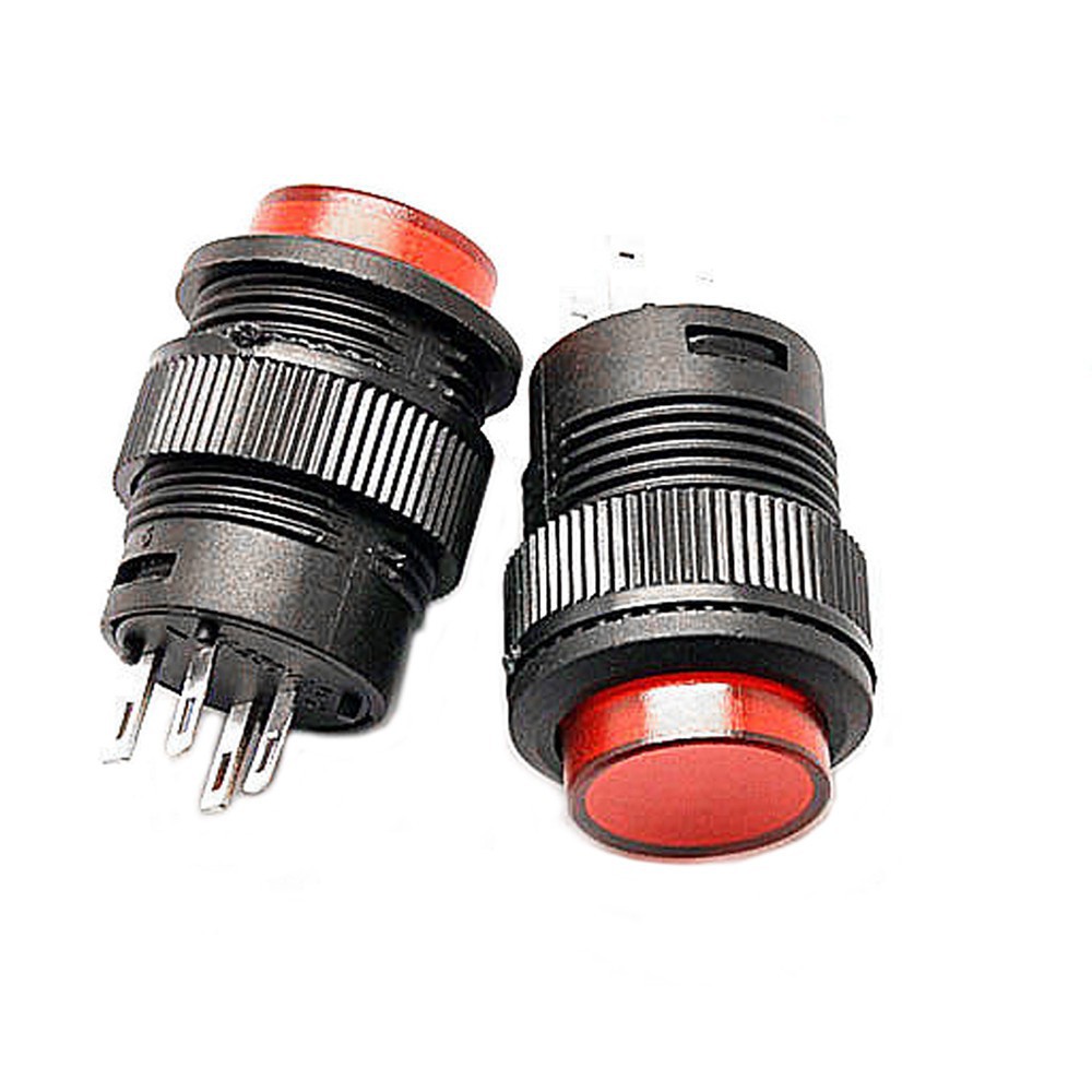 R16-503AD with Red Light Self-Locking Button 16MM Round Switch 3A ...
