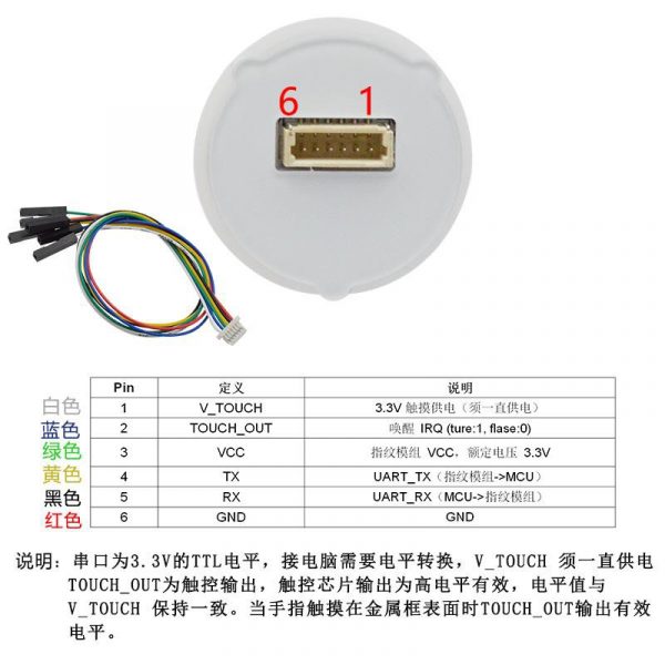 SFM-V1.7 Circular Capacitive Fingerprint Sensor Module UART ...