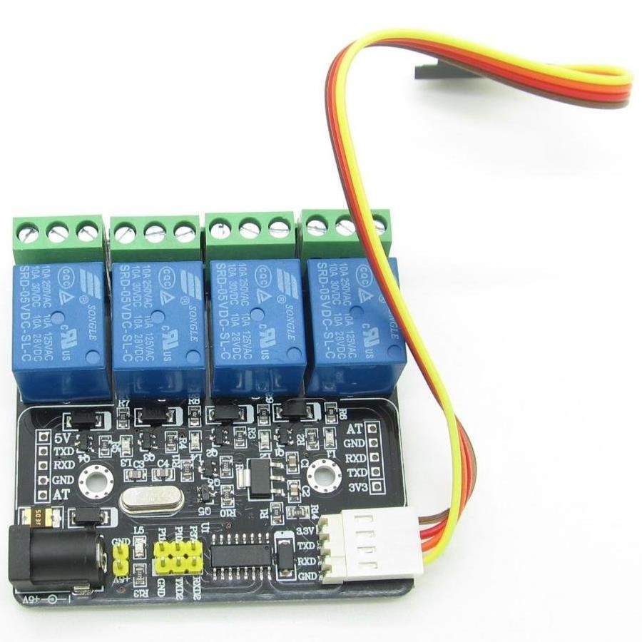 Serial TTL Controlled 4 Channel Relay Module: Control by ASR-M08-A Voice Board Module or ...