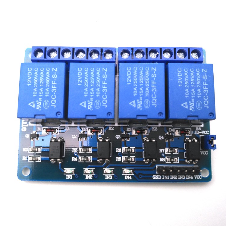 12V 4-Channel Relay Module With Optocoupler - Hacktronics