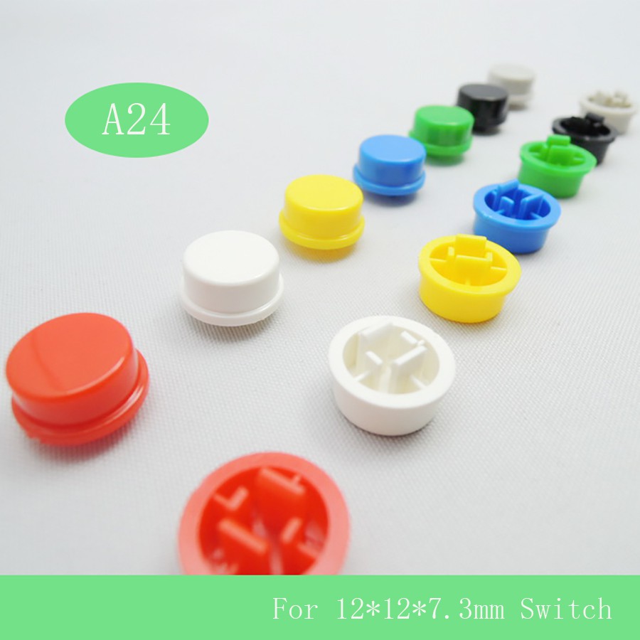 12x12x7.3 Circular Key Cap for Large Tact Switch Push Button - Hacktronics