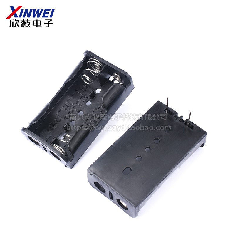 2 AAA Section Battery Box With Pins Solderable Battery Holder - Hacktronics