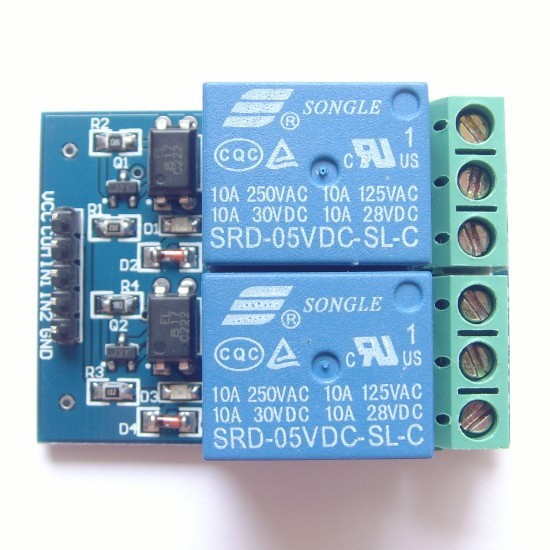 5V 2 Channel Optically Isolated Relay Module - Hacktronics