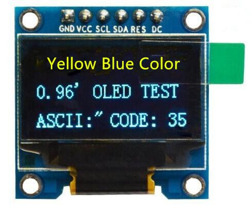 6 Pin SPI 0.96" Yellow Blue Dual Color OLED Display Module SSD1306 - Hacktronics