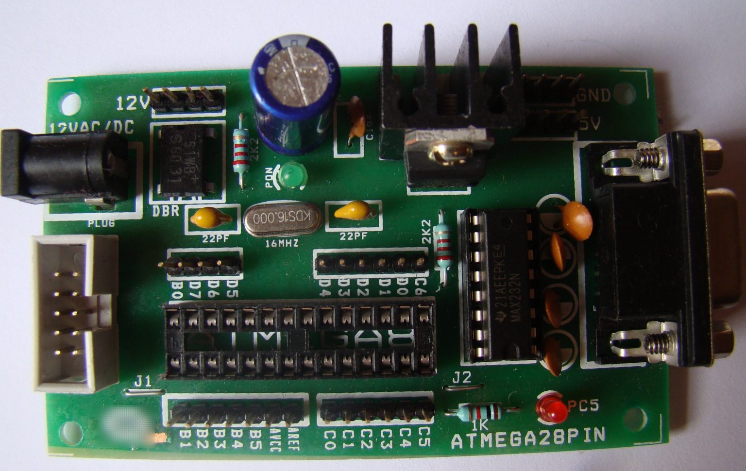 AVR ATMEGA328P 28 Pin Prototype Board with RS232 - Hacktronics