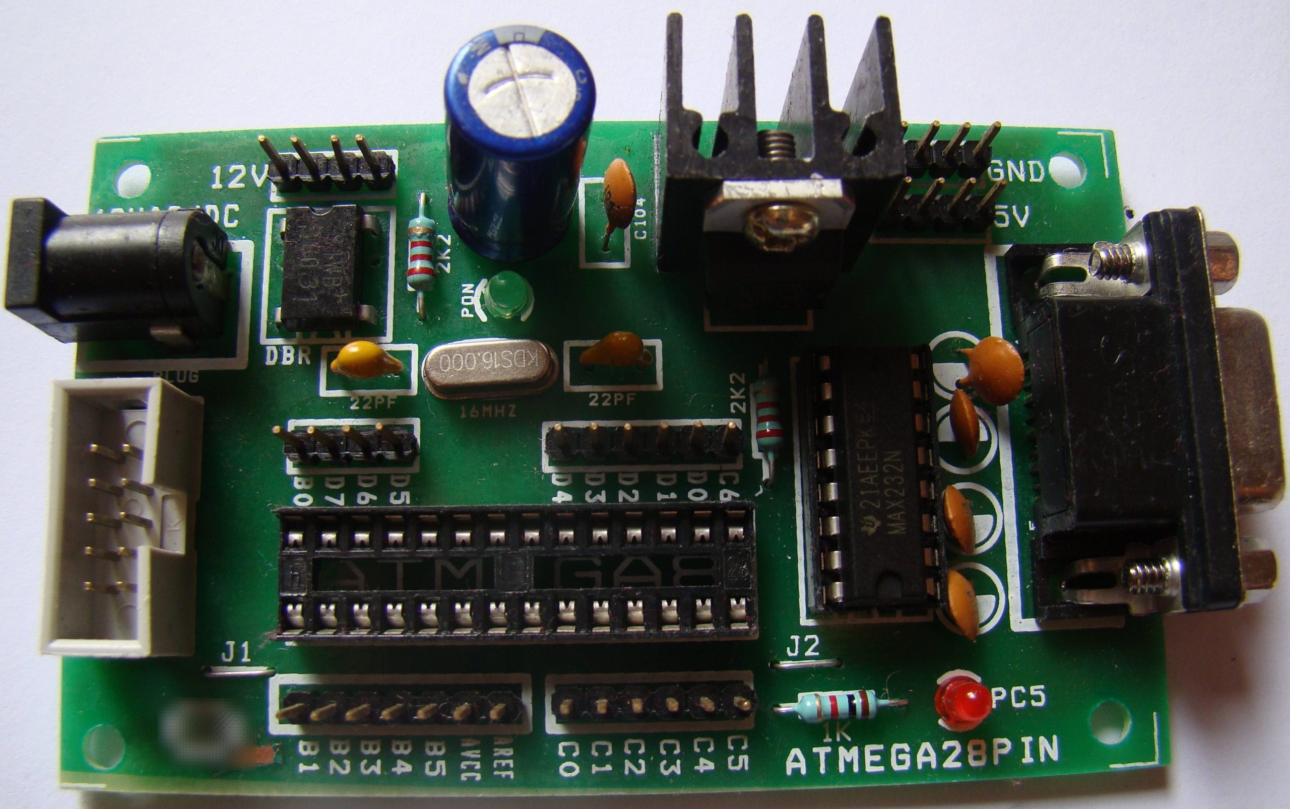 AVR ATMEGA328P 28 Pin Prototype Board with RS232 - Hacktronics