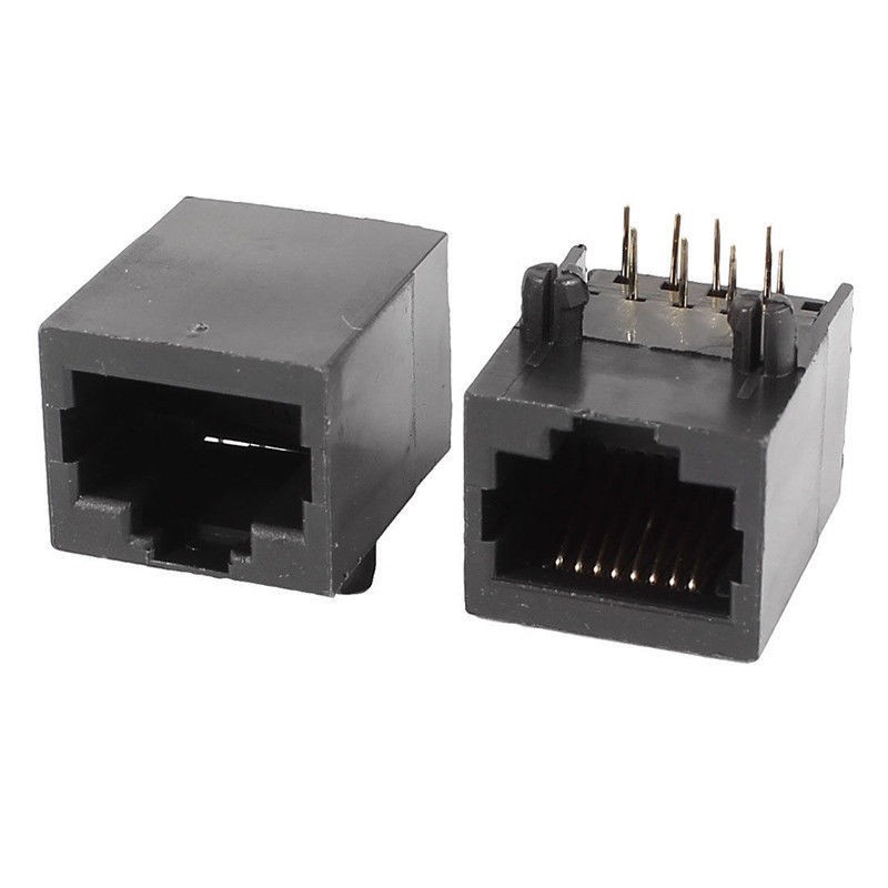 Black RJ45 8P8C Jack Socket PCB Mount Network Internet Connector ...