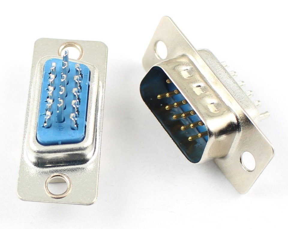 DB15 15 Pin 3 Rows Male D-Sub Solder Connector - Hacktronics