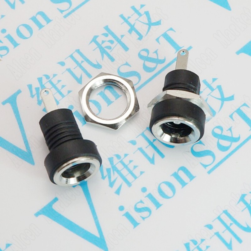 DC-021 Copper DC Power Socket Panel Mount 5.5-2.1/2.0mm - Hacktronics