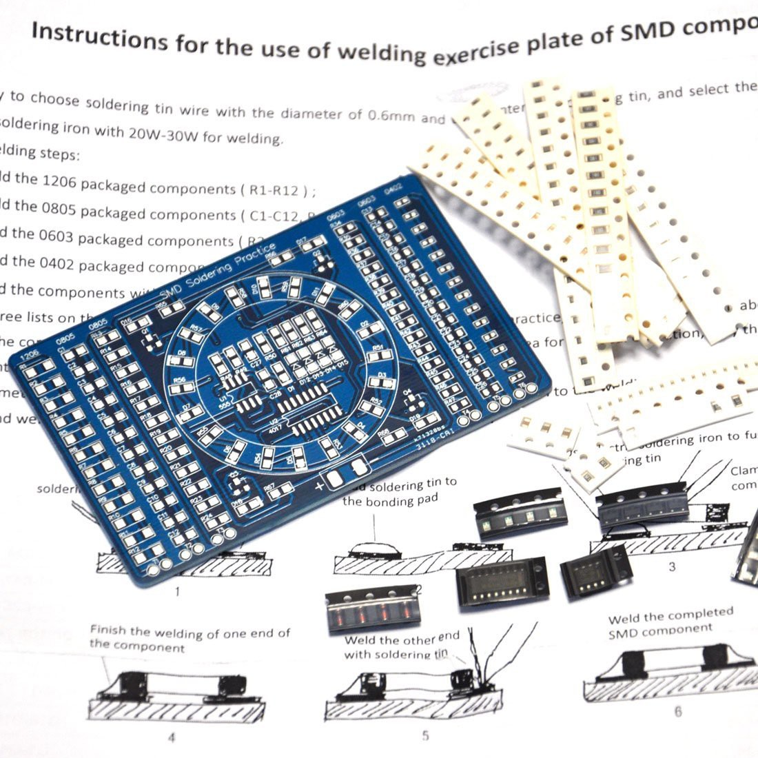 DIY SMD Rotating LED SMD Components Soldering Practice Board Skill Training Kit - Hacktronics