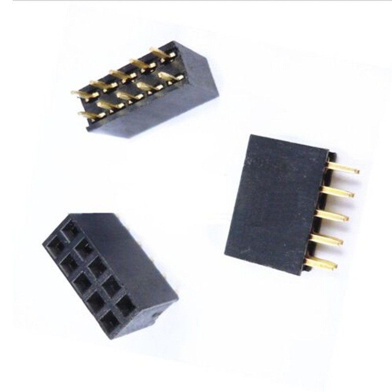 Double Row 2x5 Pins 2.54mm Straight Female Headers - Hacktronics