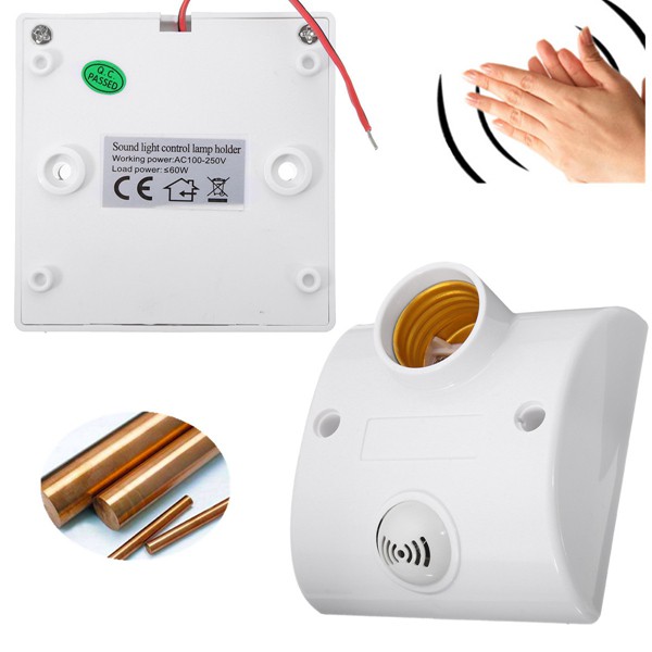 E27 Wall Mount Voice/Sound Light Sensor Control Lamp Holder Delay ...