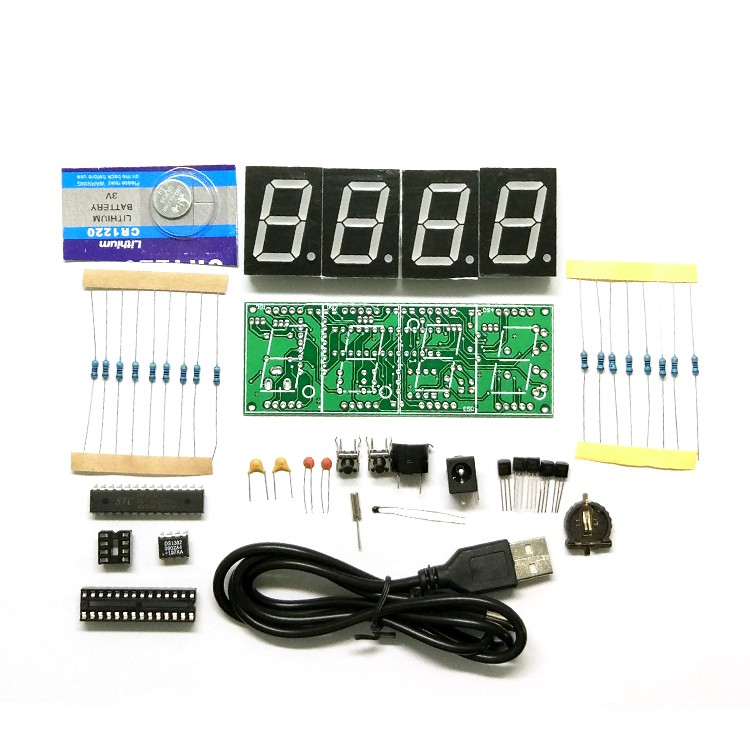 Electronic Clock Kit Four-Digit LED Red Large Digits - Hacktronics