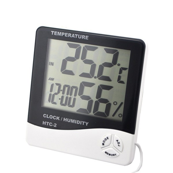 HTC-2 Digital Thermometer Hygrometer Clock Calenda with Sensor Probe ...