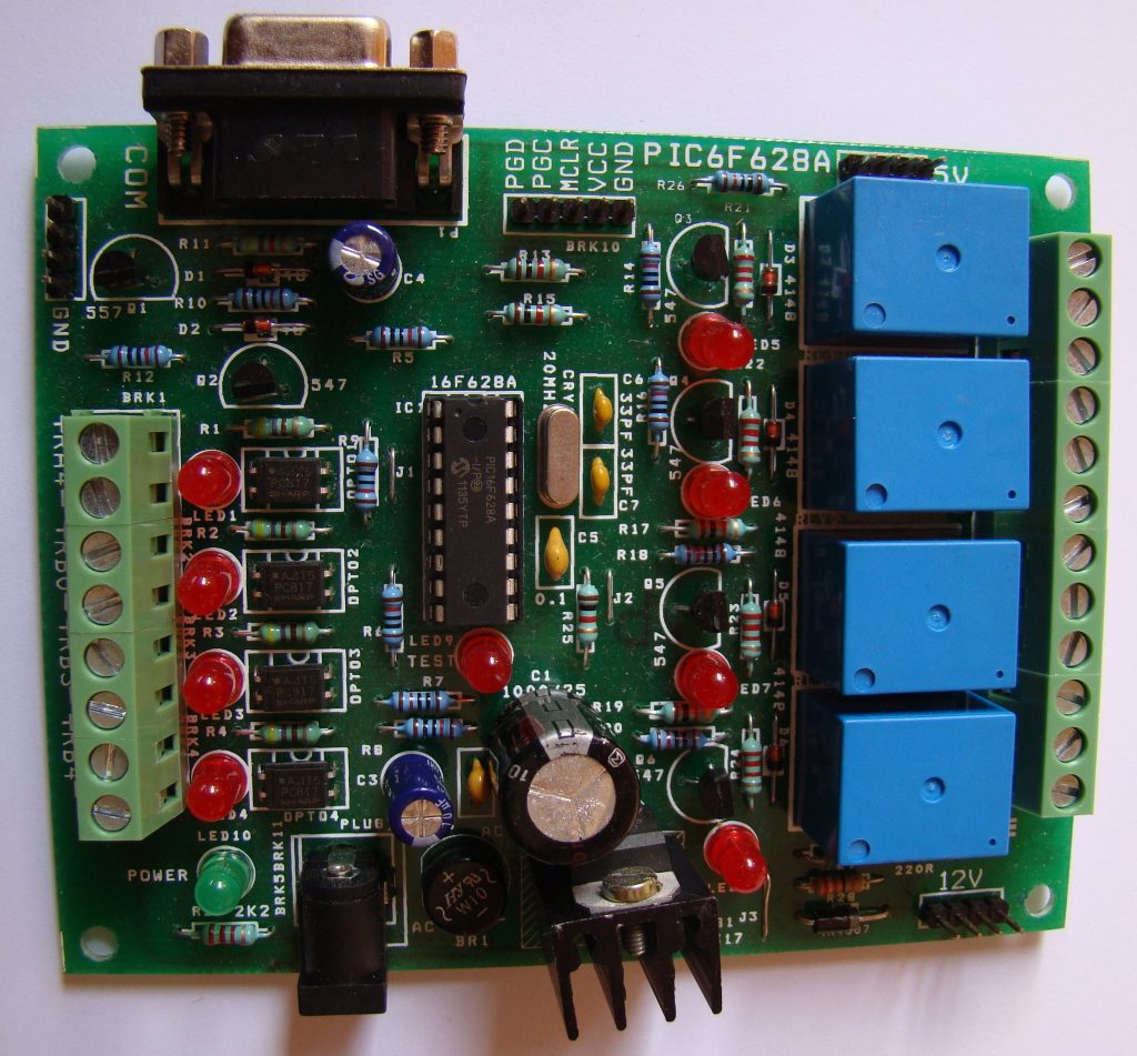 PIC based 4 Channel Relay PLC Board with 4 opto-coupled inputs ...