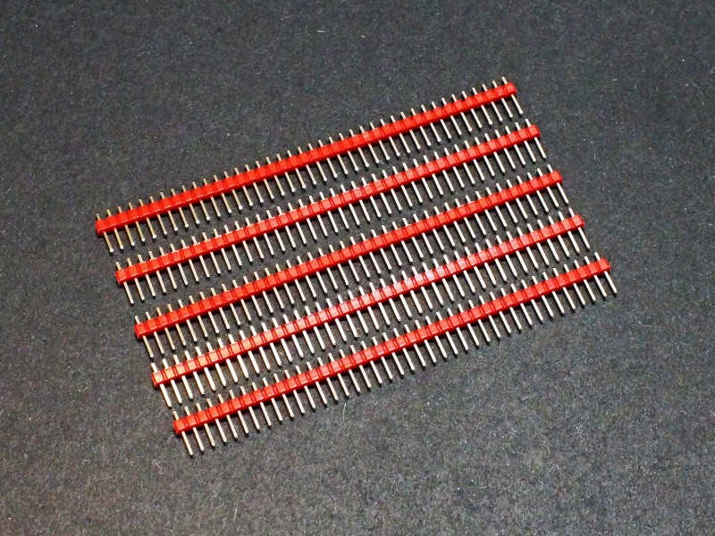 Red Color Berg Strip: 1x40 Break Away Pin Male Headers - Straight - Hacktronics