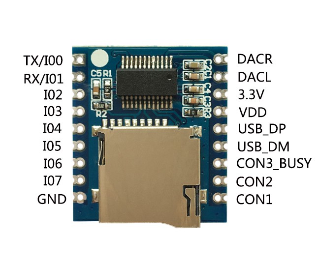 Serial Control Voice Module Microcontroller IO Control SD/TF Card MP3 ...